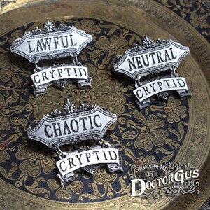 Cryptid Alignment Badge --- Lawful, Neutral, or Chaotic Alignment Pin ...