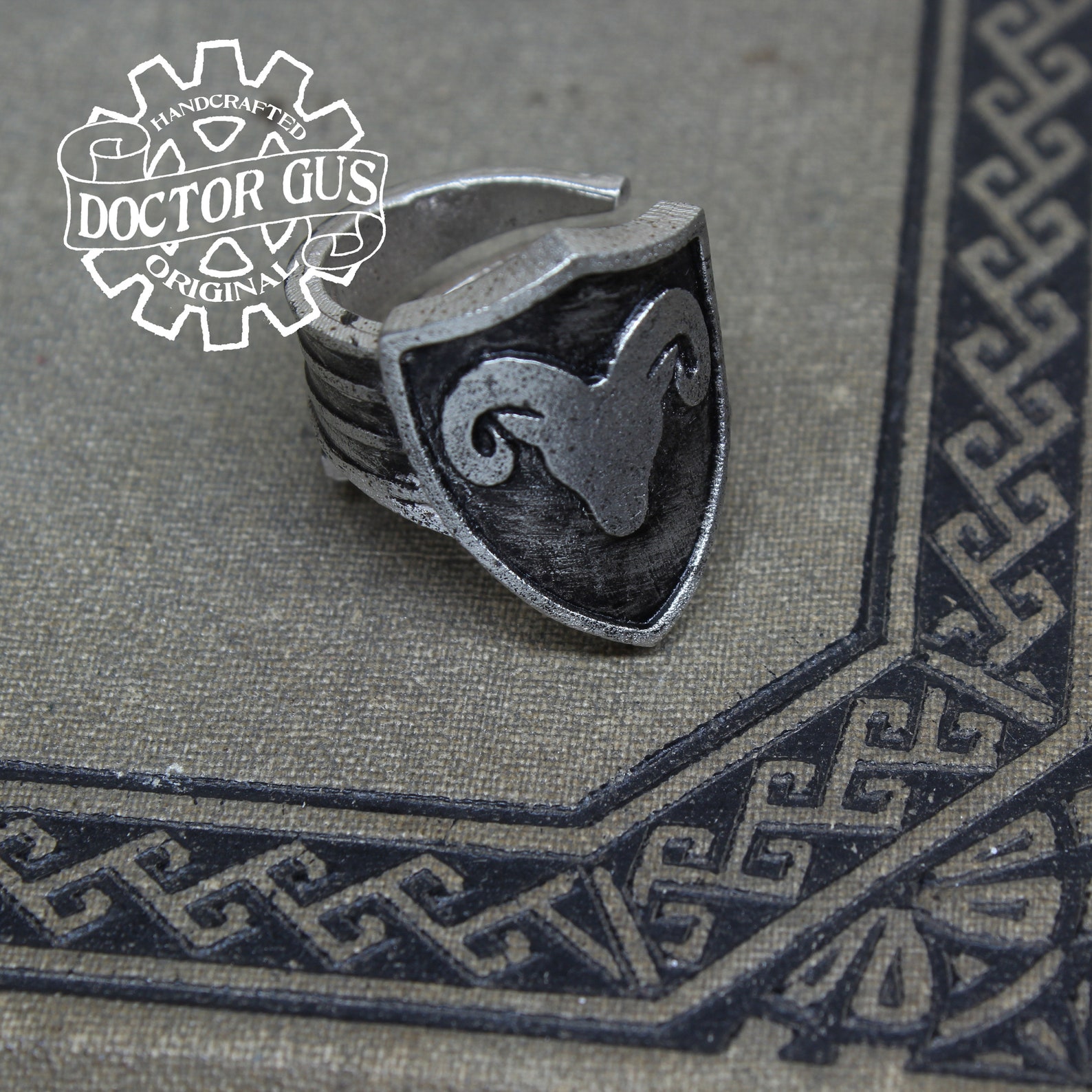 Aries Shield Ring Adjustable Handcrafted by Doctor Gus - Etsy