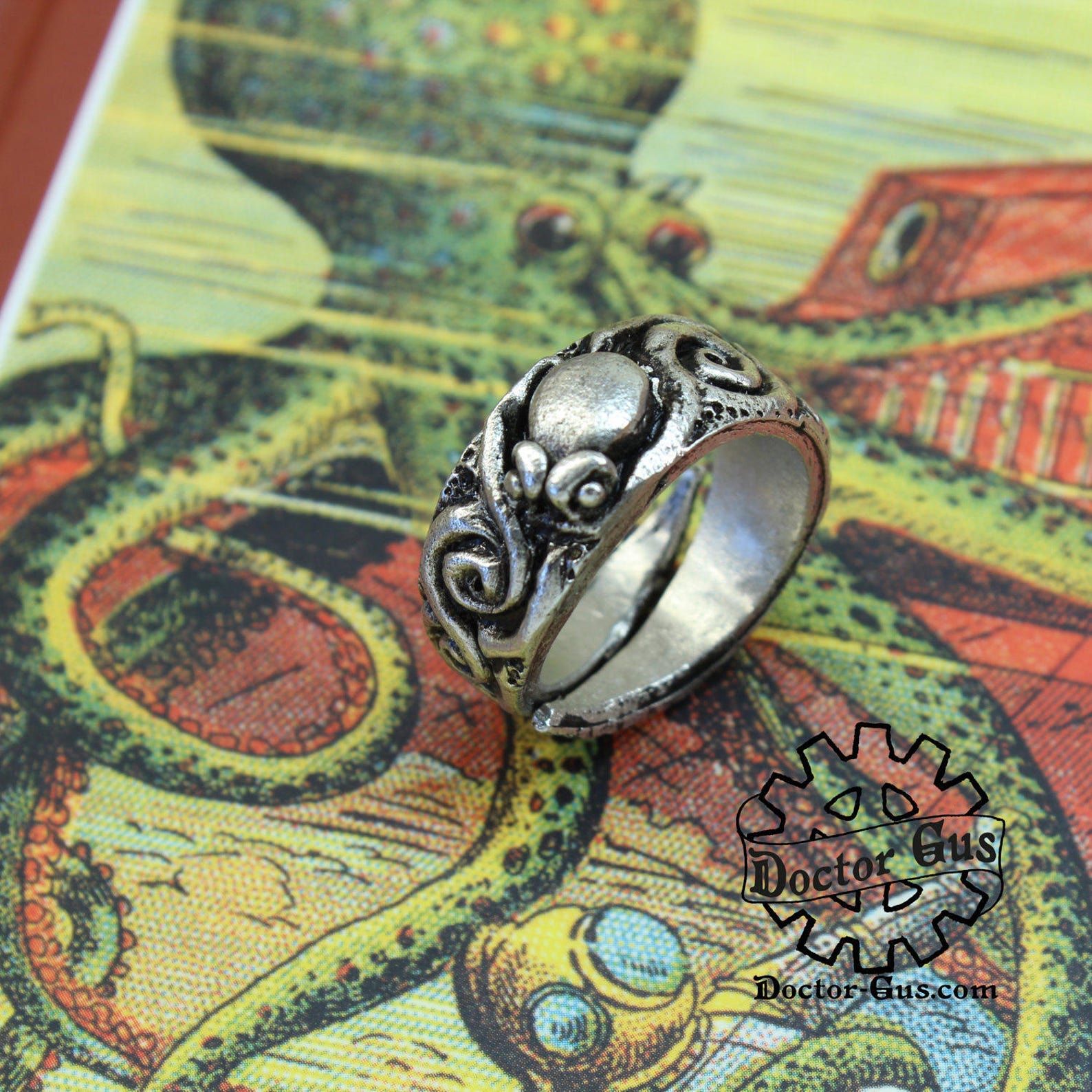 Octopus Ring - Handmade Artisan Pewter - Tentacle Ring - Squid Tentacle ...