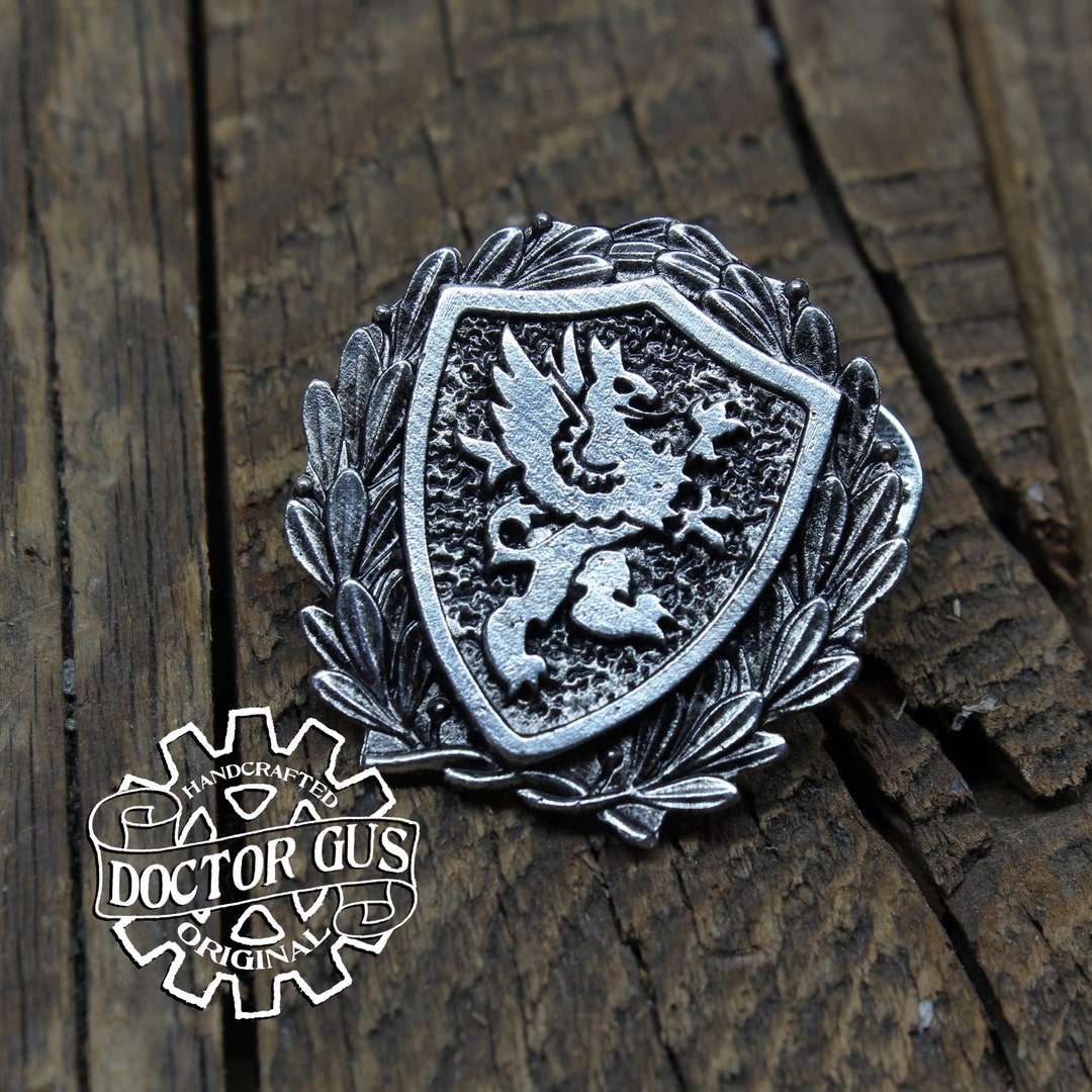 Griffin Heraldic Badge - Heraldry Cosplay Pin - Handcrafted Pewter ...