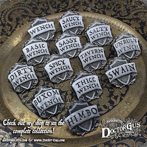 Unruly Wench Badge - RPG Character Class Pin - Handcrafted Pewter ...