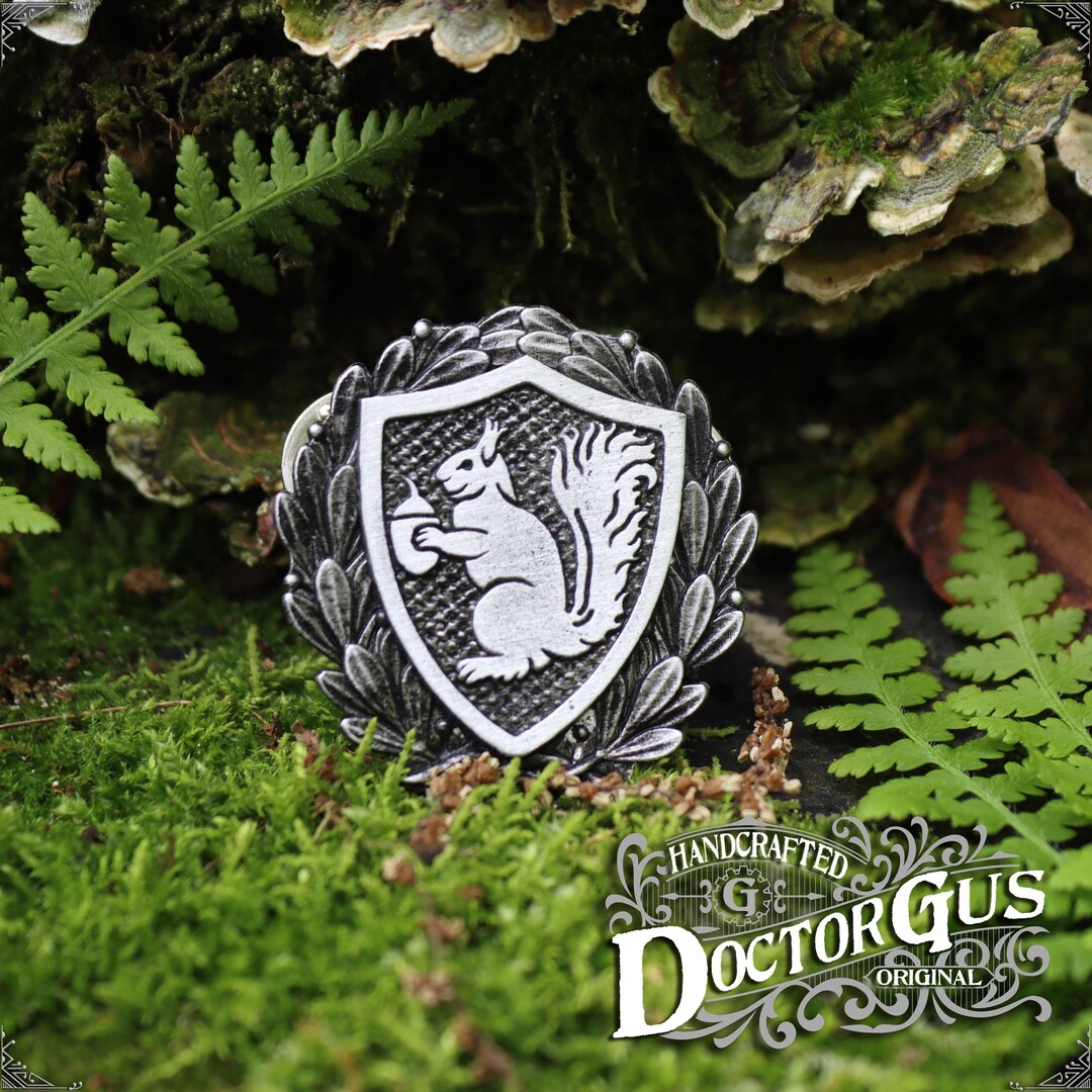 Squirrel Heraldic Badge - Heraldry Cosplay Pin - Handcrafted Pewter ...