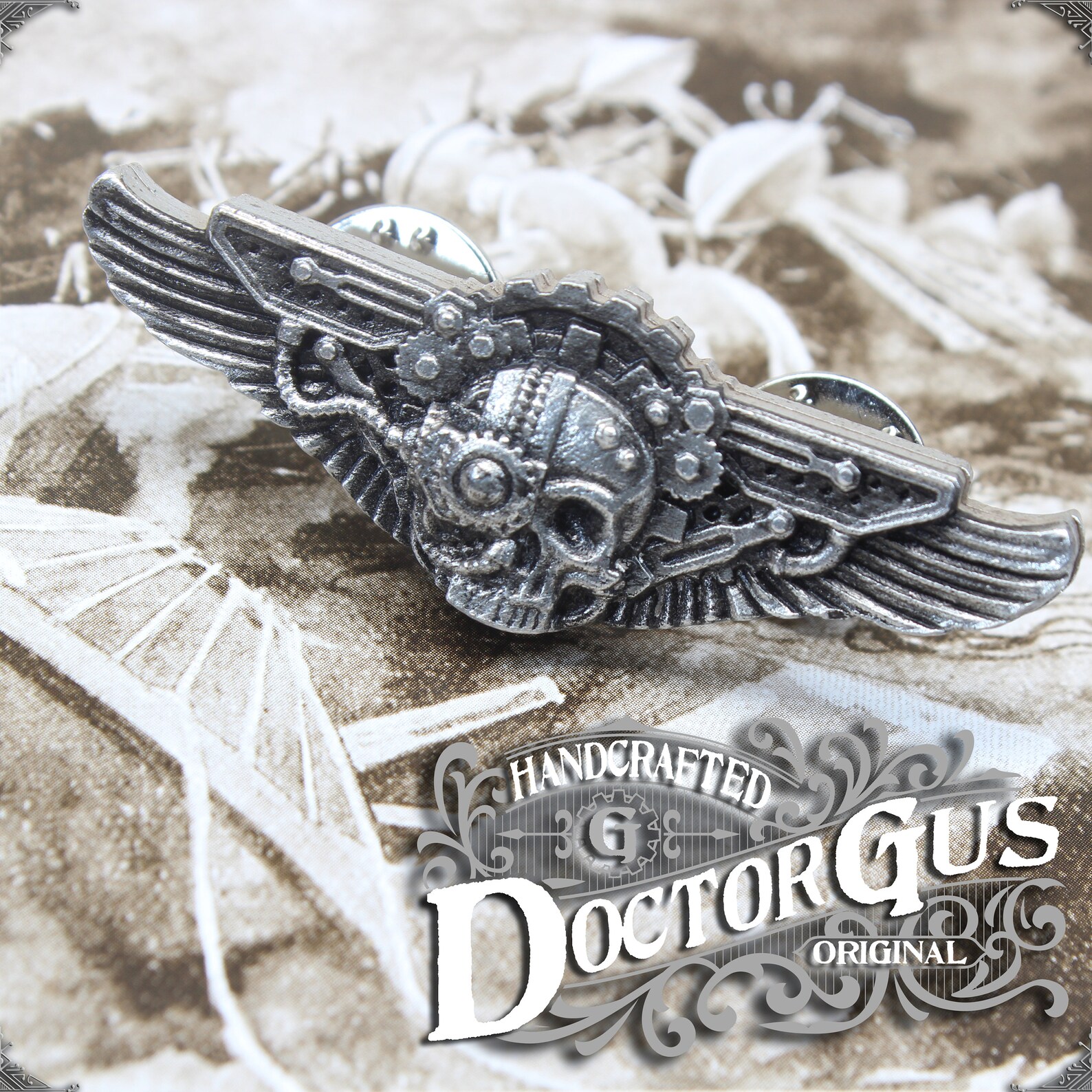 Machine God Pilot Wings - 2 Inch Wide - Biomechanical Steampunk Pilot ...