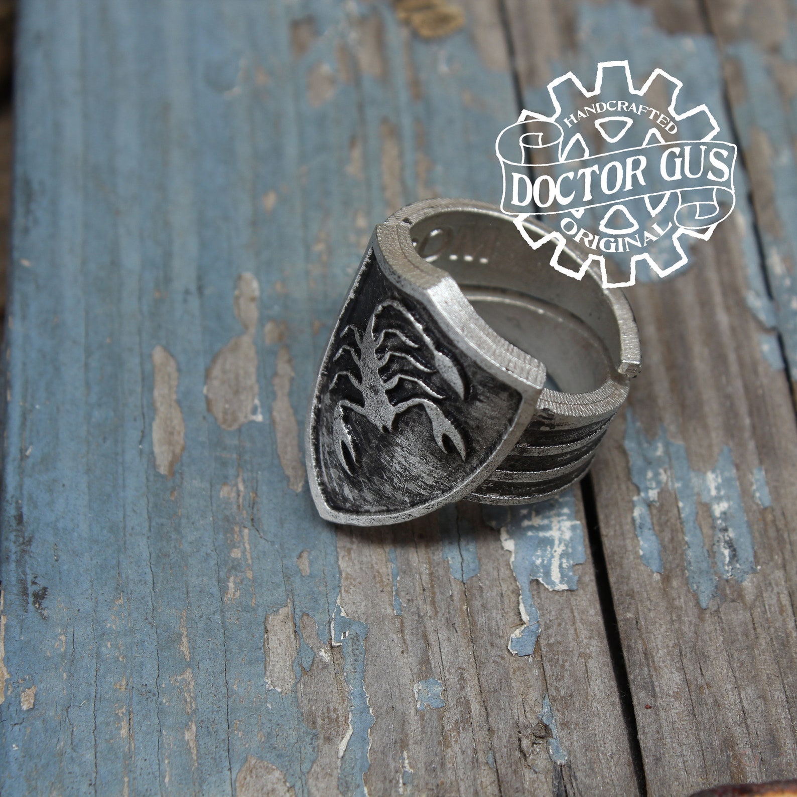 Scorpion Shield Ring Adjustable Handcrafted by Doctor Gus - Etsy