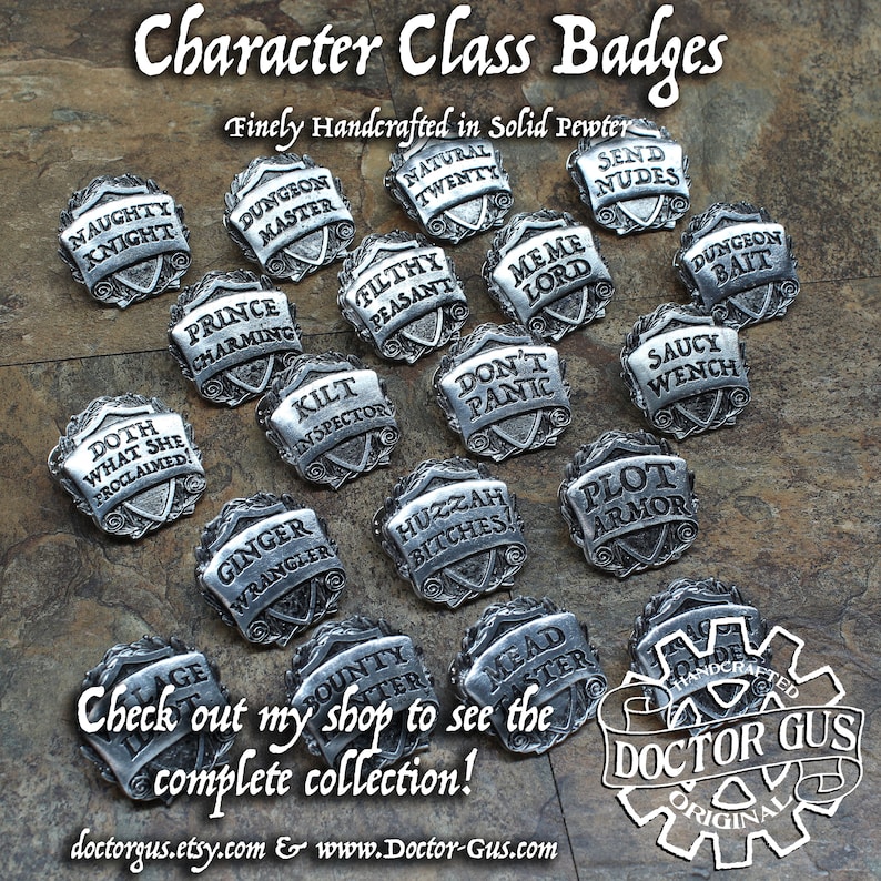 Village Idiot Badge - RPG Character Class Pin - Handcrafted Pewter ...