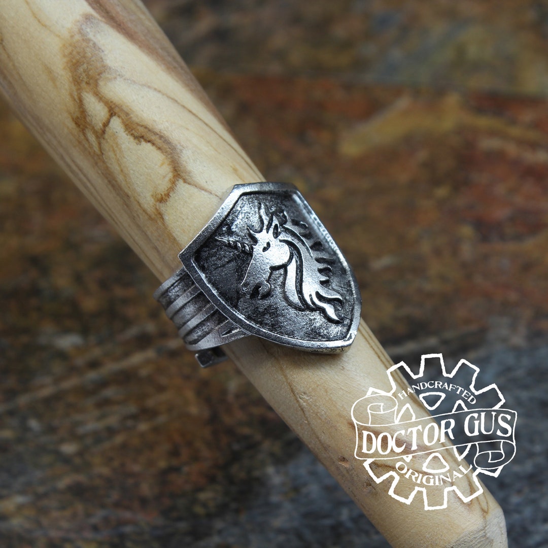 Unicorn Shield Ring - Adjustable - Handcrafted by Doctor Gus - Unisex ...