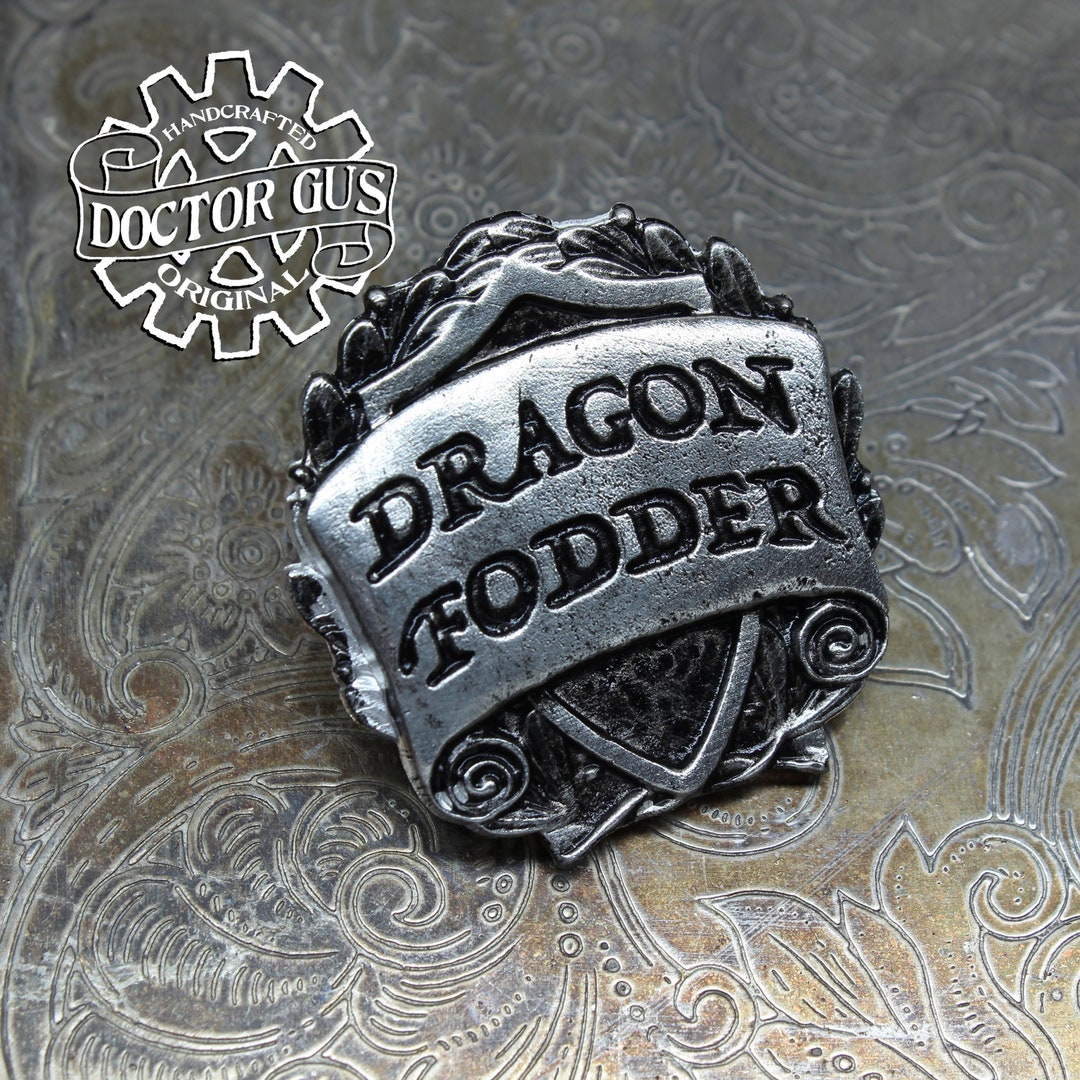 Dragon Fodder Badge - RPG Character Class Pin - Handcrafted Pewter ...