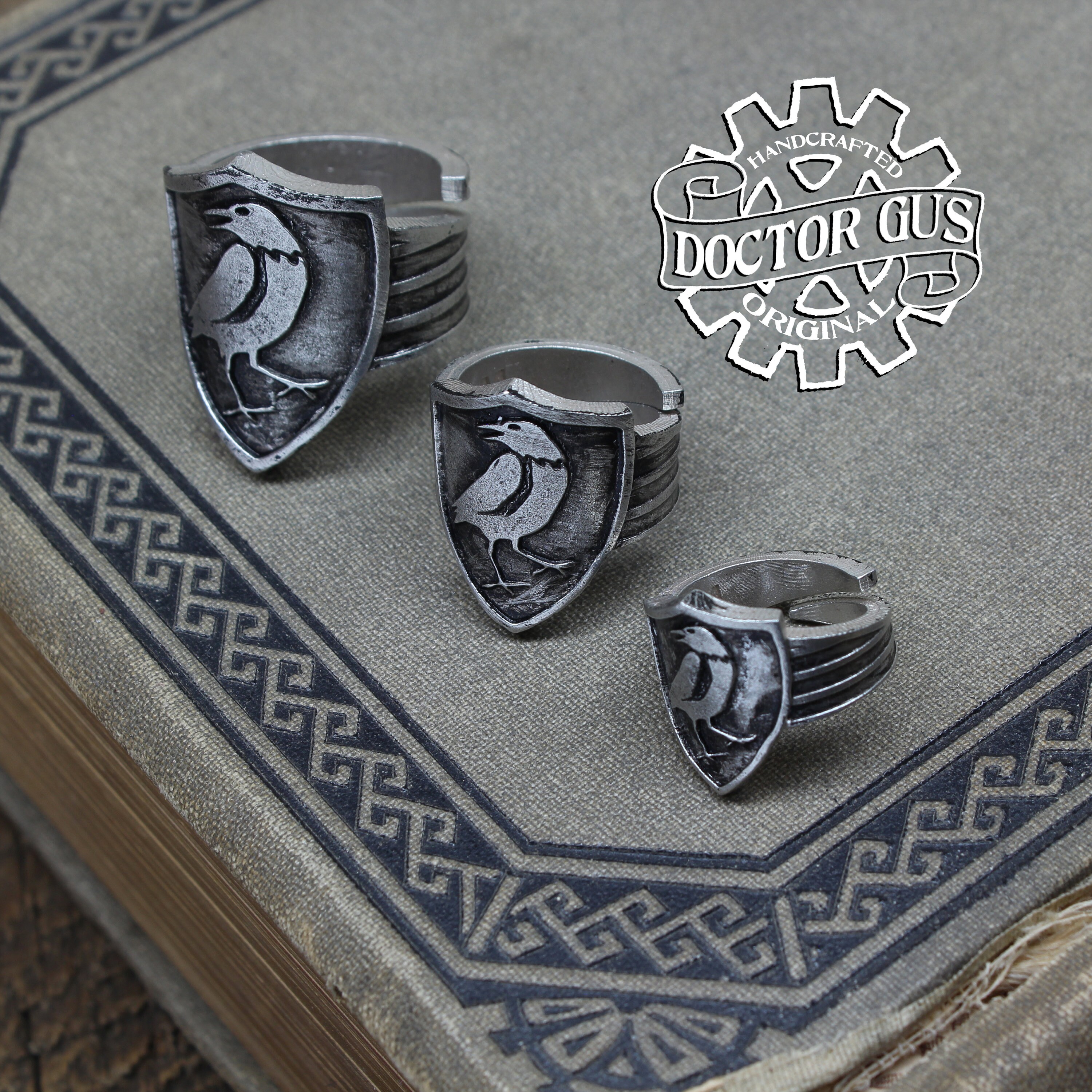 Raven Shield Ring Adjustable Handcrafted by Doctor Gus - Etsy
