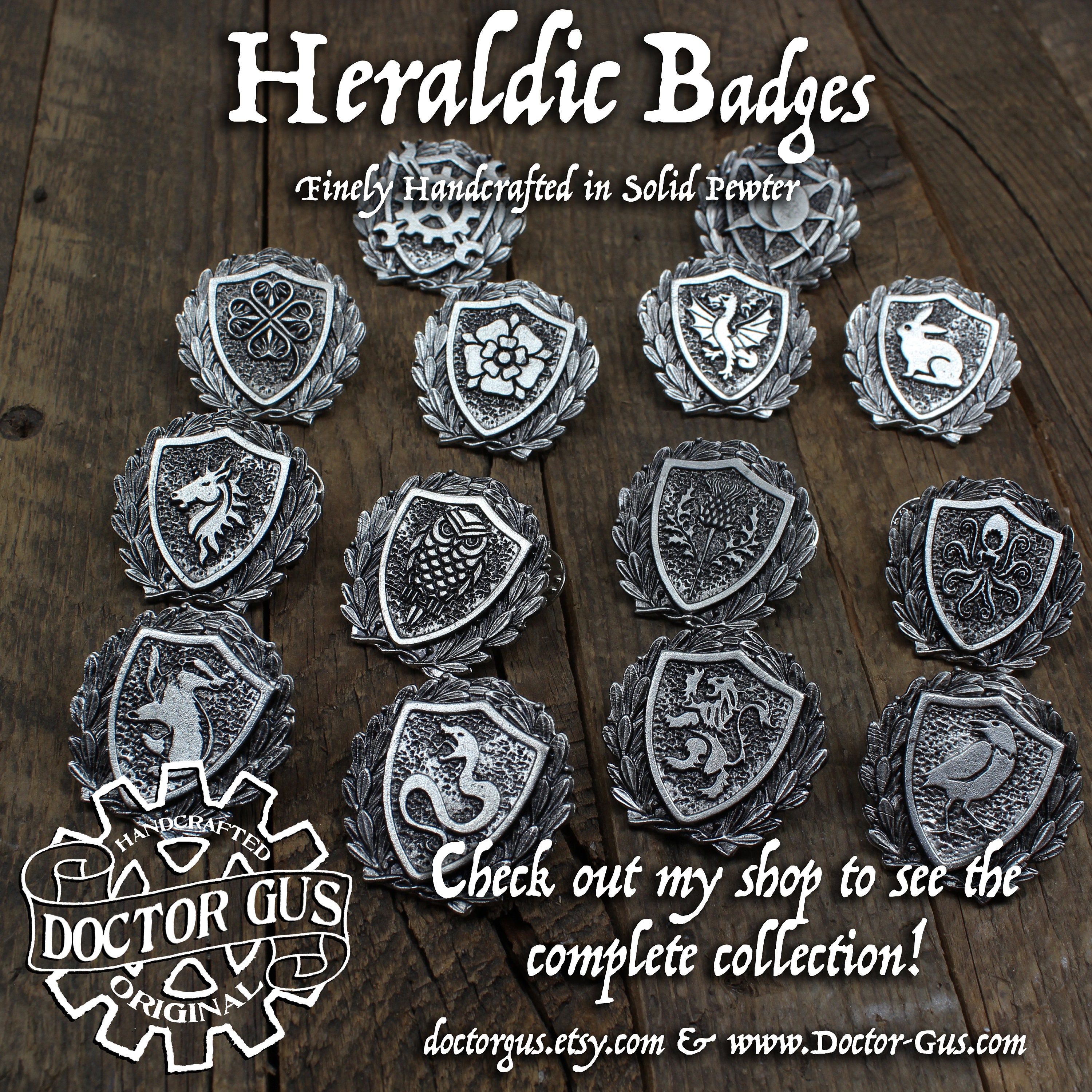 Raccoon Heraldic Badge - Heraldry Cosplay Pin - Handcrafted Pewter ...