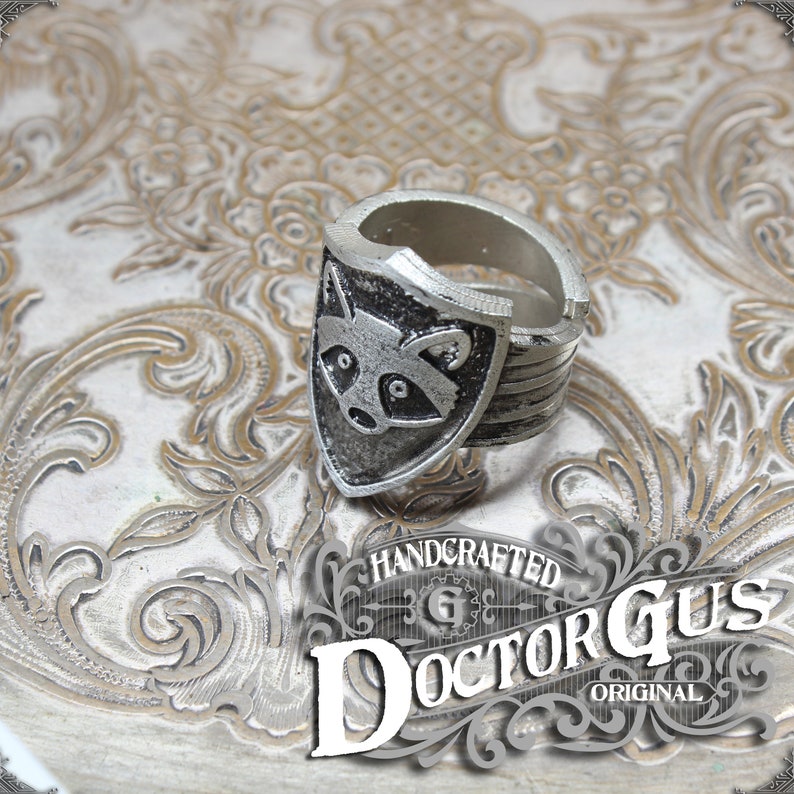 Raccoon Shield Ring - Adjustable - Handcrafted by Doctor Gus - Unisex ...