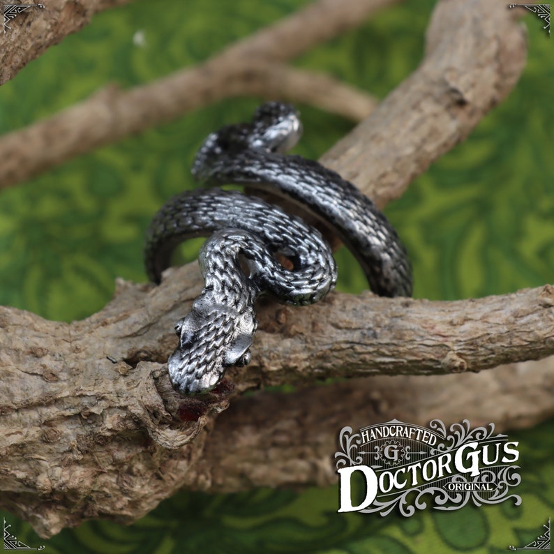 Coiled Serpent Ring - Adjustable Snake Ring - Handcrafted Pewter by ...