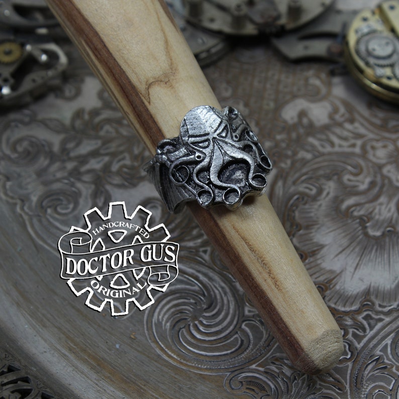 Cthulhu Ring Handcrafted Pewter Ring Adjustable Men's | Etsy