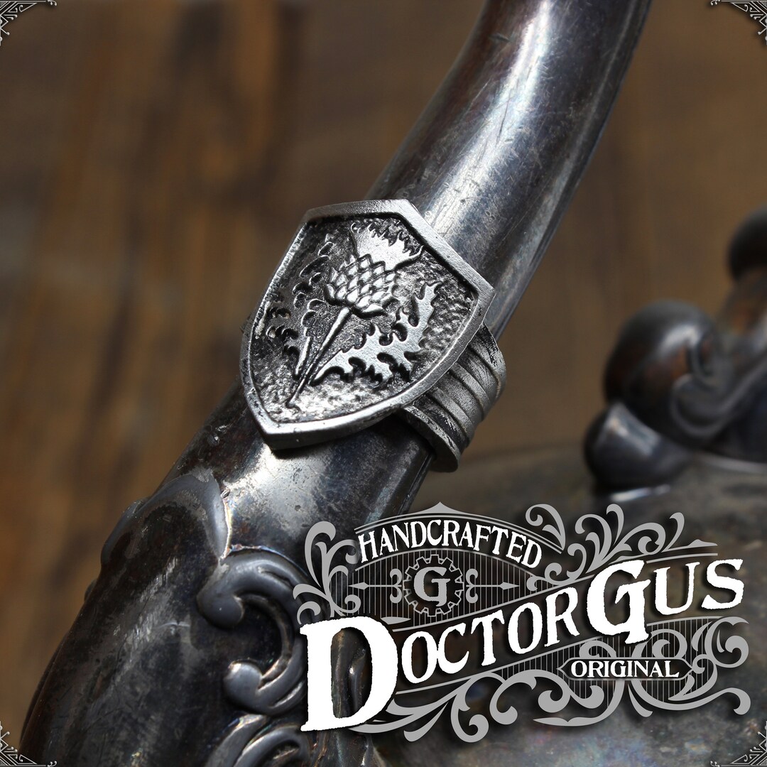 Thistle Shield Ring - Adjustable - Handcrafted by Doctor Gus - Unisex ...