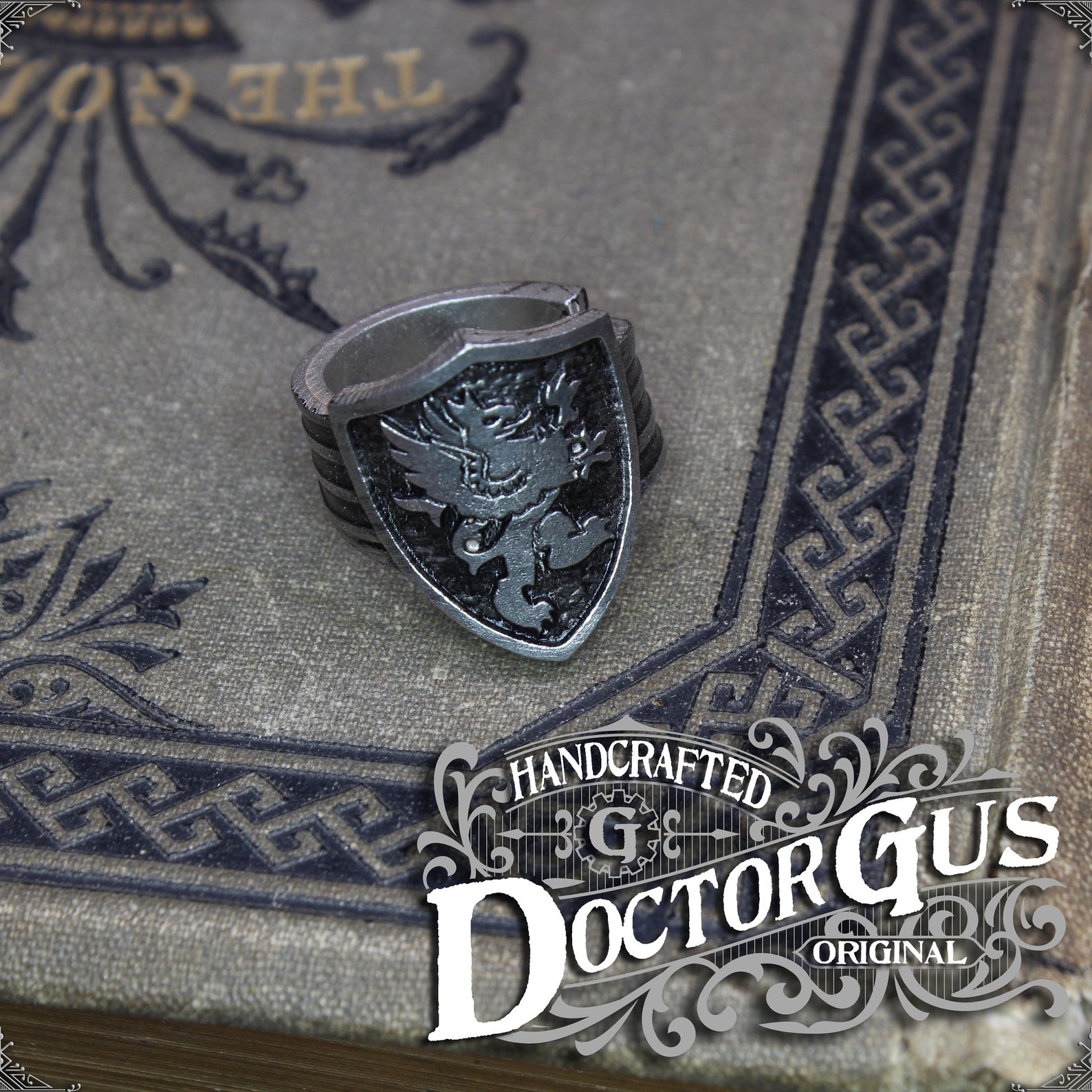 Griffin Shield Ring Adjustable Handcrafted by Doctor Gus | Etsy