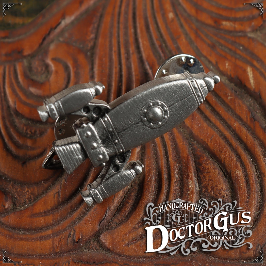 Rocketship Badge - Retro Steampunk Cosplay Pin - Handcrafted Pewter ...