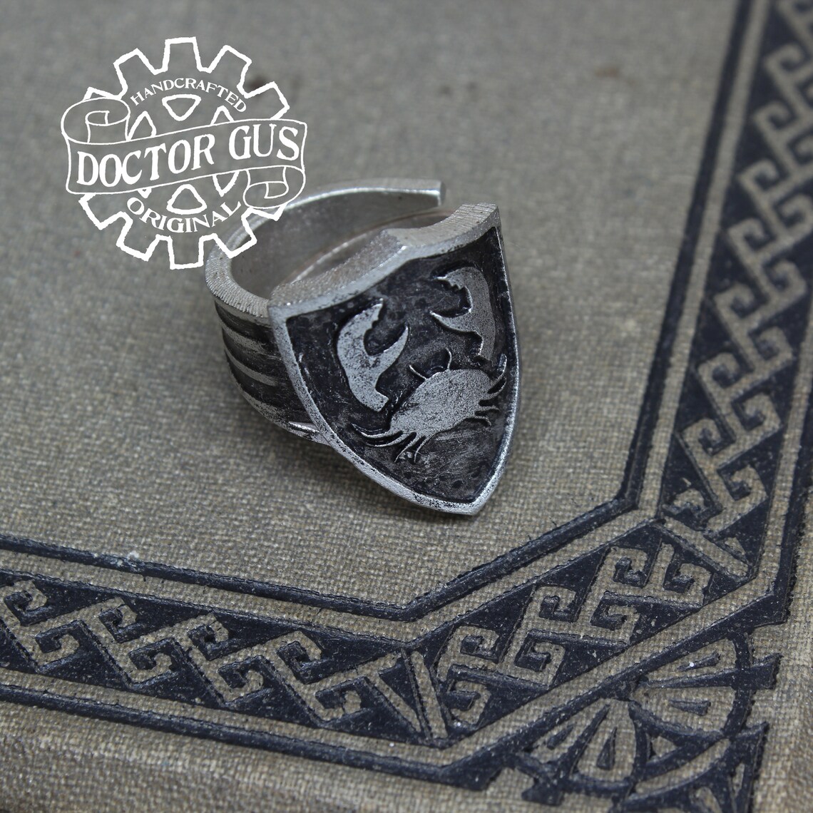 Crab Shield Ring Adjustable Handcrafted by Doctor Gus - Etsy