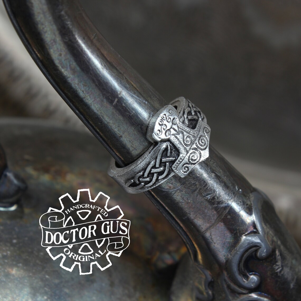 Thor's Hammer Ring - Handcrafted Pewter Ring - Medieval Ring ...