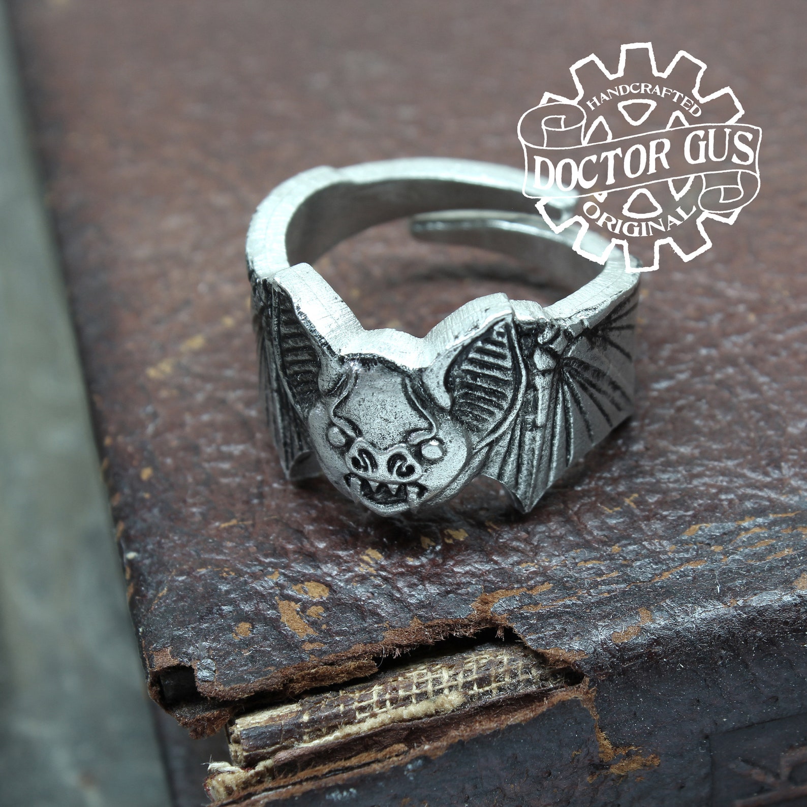 Bat Ring Handcrafted Pewter Ring Adjustable Men's Ring | Etsy