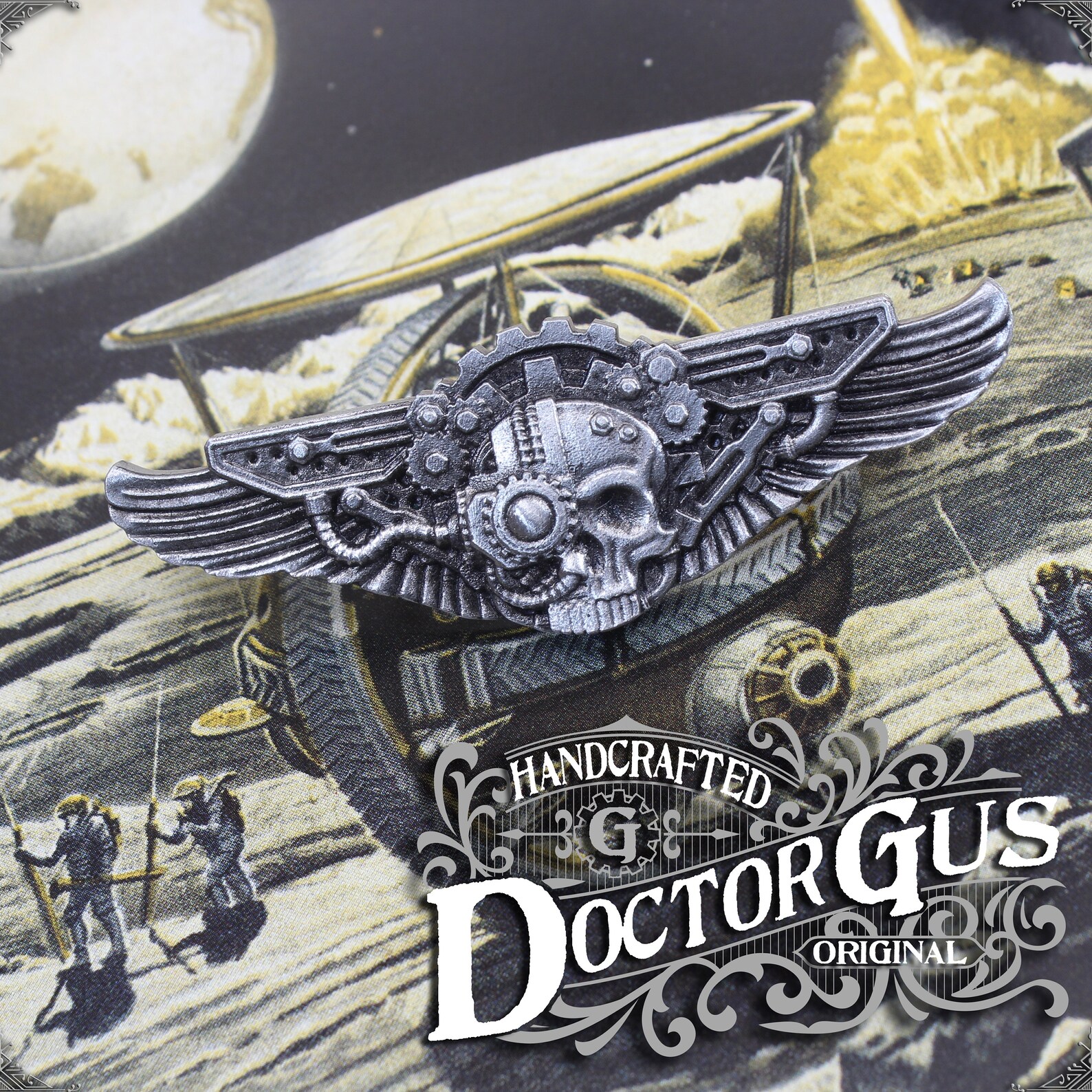 Machine God Pilot Wings - 3 Inch - Biomechanical Steampunk Pilot Wings ...