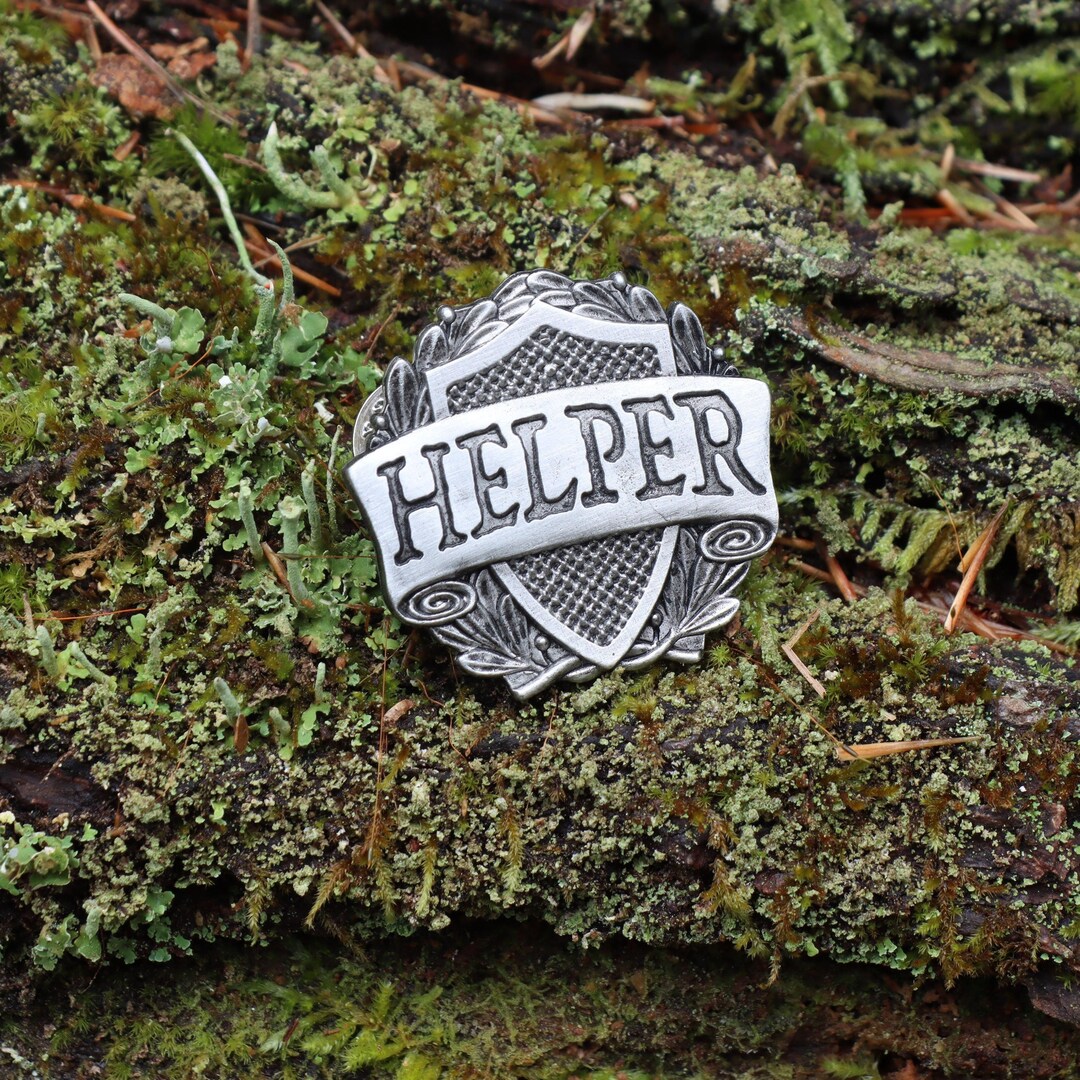 Helper Badge - RPG Character Class Pin - Handcrafted Pewter Accessories ...