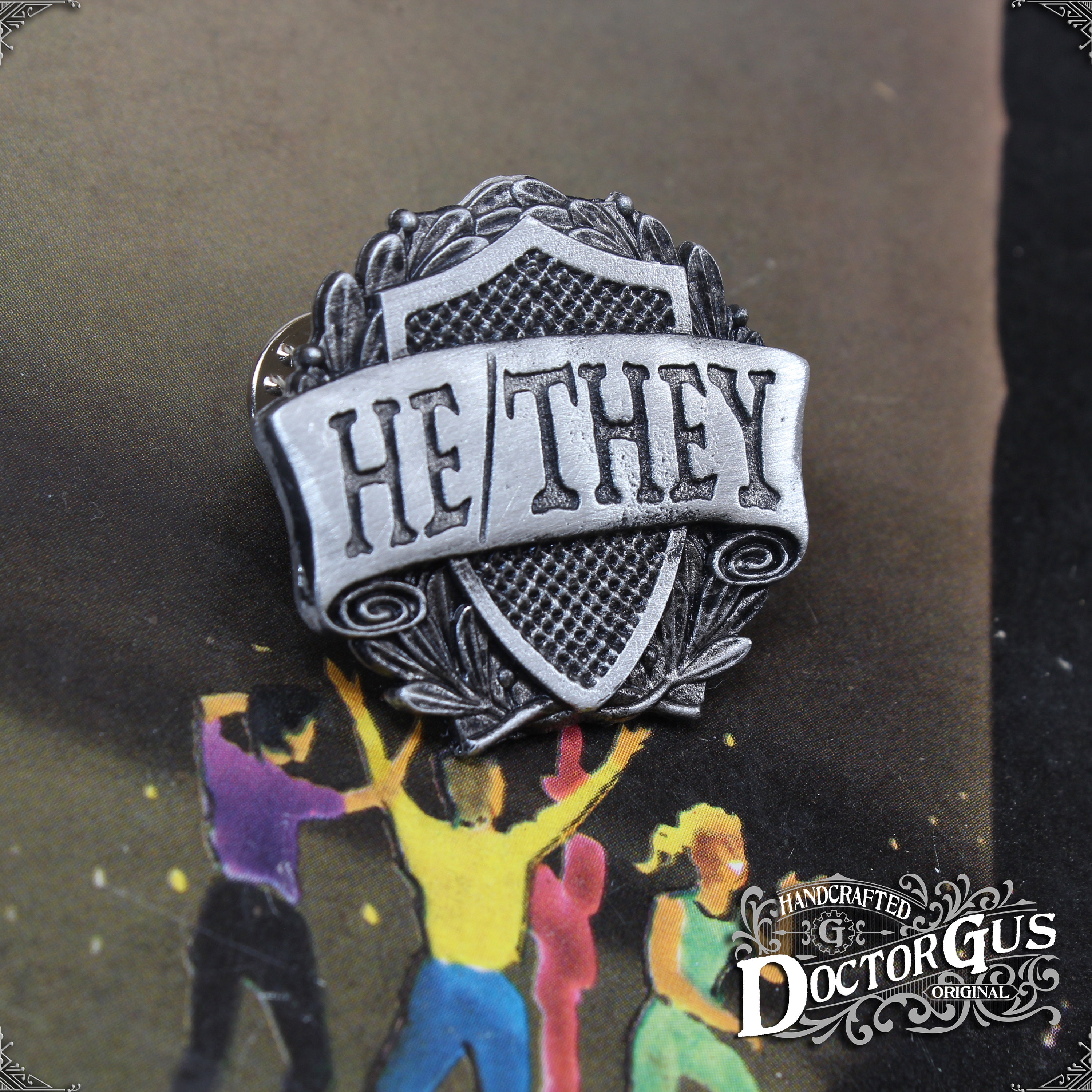He/they Pronoun Badge - Pride Pronoun Pin - Handcrafted Pewter ...