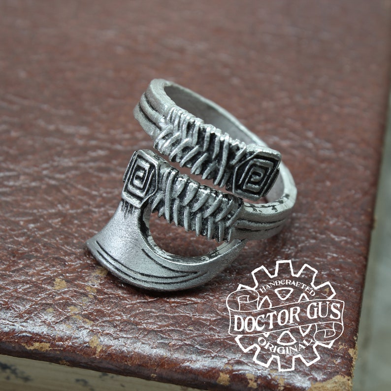 Viking Axe Ring Handcrafted Pewter Ring Medieval Battleaxe - Etsy