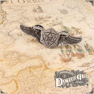 D20 Pilot Wings - 2 Inch Wide - Winged Dice Pin - Steampunk Pilot Wings ...