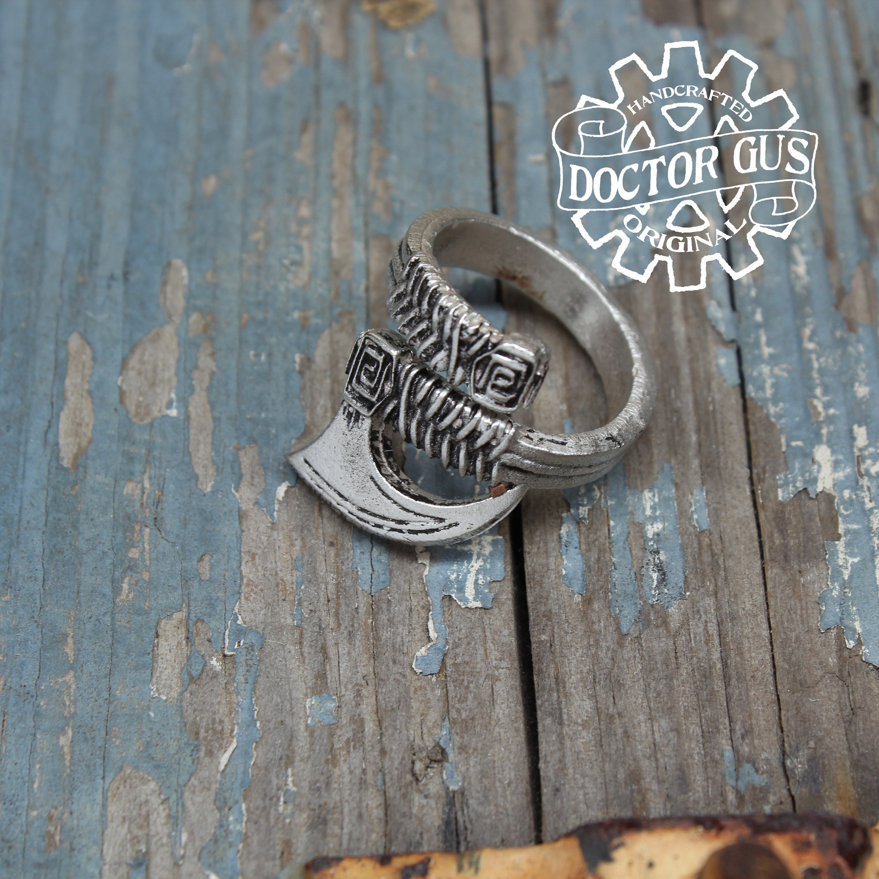 Viking Axe Ring Handcrafted Pewter Ring Medieval Battleaxe | Etsy