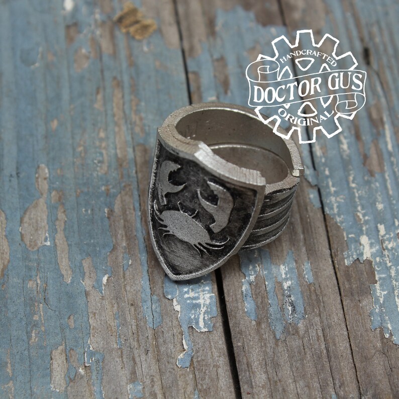 Crab Shield Ring Adjustable Handcrafted by Doctor Gus - Etsy