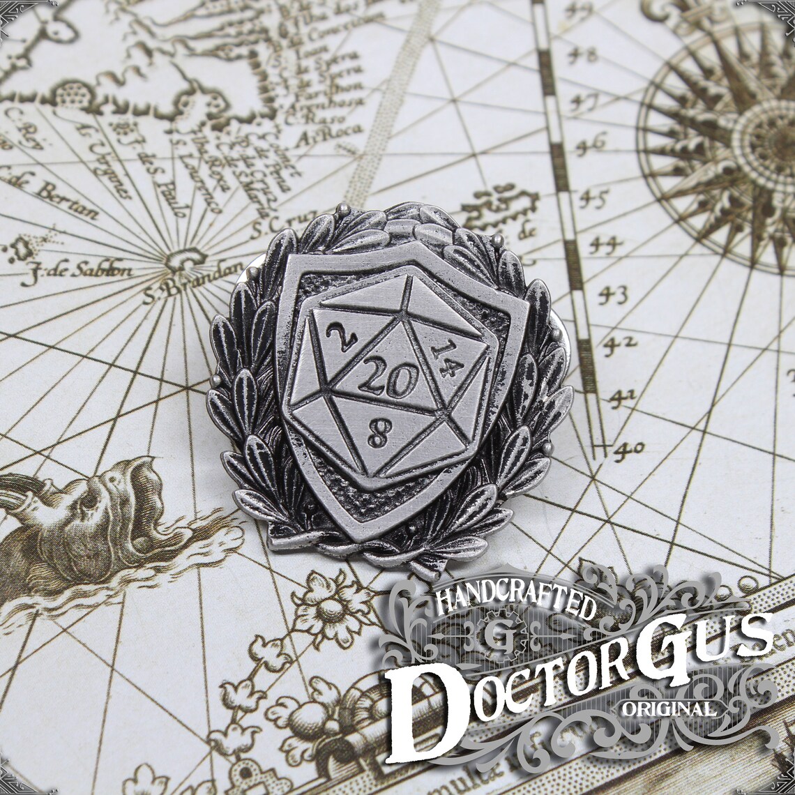 D20 Nat 20 Heraldic Badge Heraldry Cosplay Pin Handcrafted - Etsy