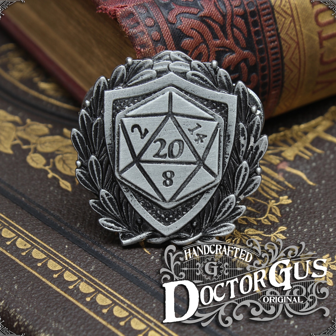 D20 Nat 20 Heraldic Badge - Heraldry Cosplay Pin - Handcrafted Pewter ...