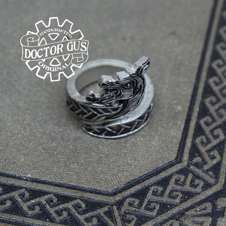Viking Dragon Ring - Handcrafted Pewter Ring - Medieval Ring ...