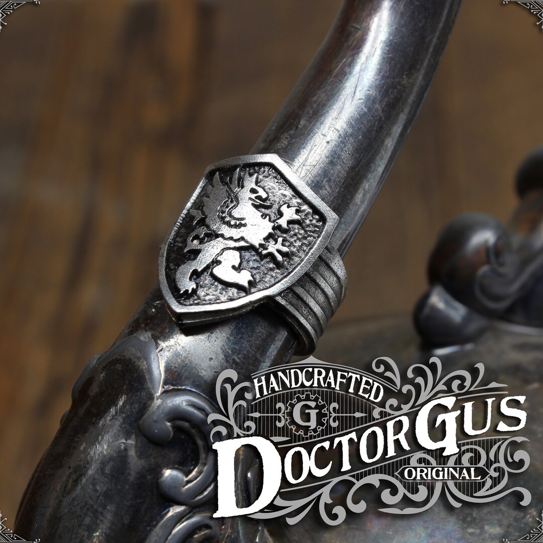 Griffin Shield Ring Adjustable Handcrafted by Doctor Gus Unisex ...