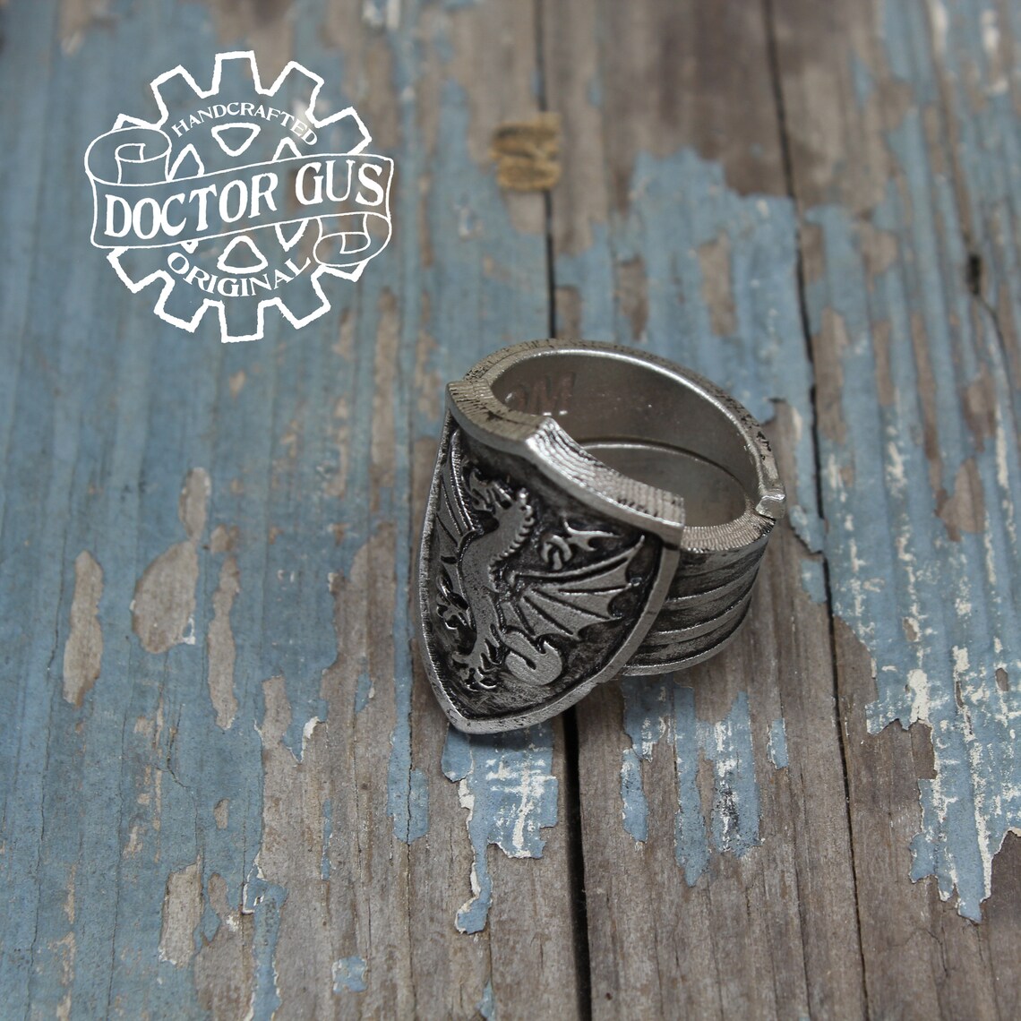 Dragon Shield Ring - Adjustable - Handcrafted by Doctor Gus - Unisex ...