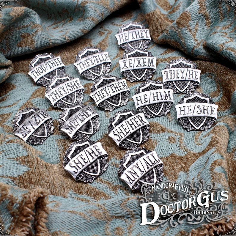 They/she Pronoun Badge - Pride Pronoun Pin - Handcrafted Pewter ...