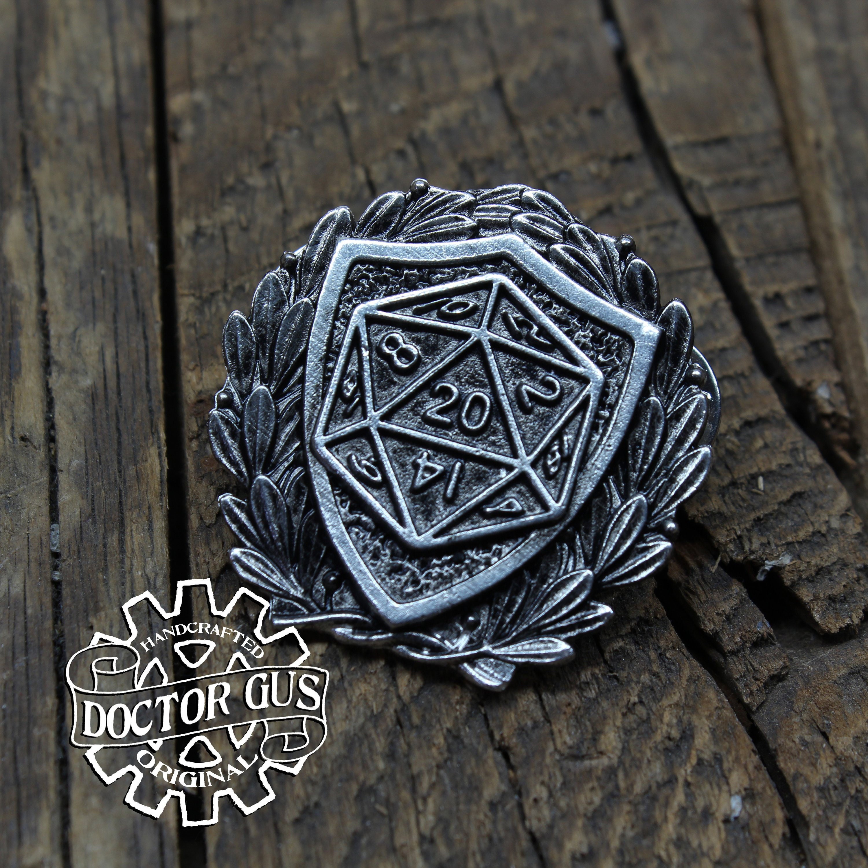 D20 Nat 20 Heraldic Badge Heraldry Cosplay Pin Handcrafted | Etsy