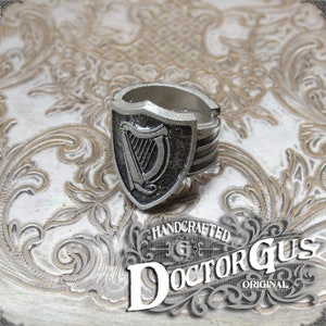 Harp Shield Ring - Adjustable - Handcrafted by Doctor Gus - Unisex ...