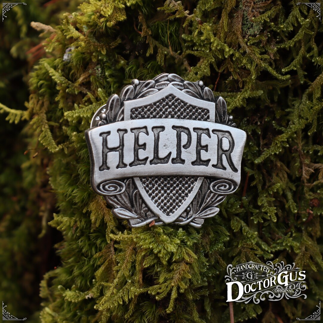 Helper Badge - RPG Character Class Pin - Handcrafted Pewter Accessories ...