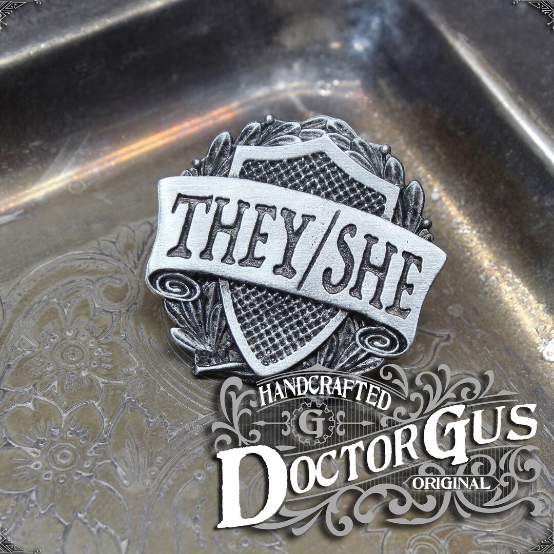 They/she Pronoun Badge - Pride Pronoun Pin - Handcrafted Pewter ...