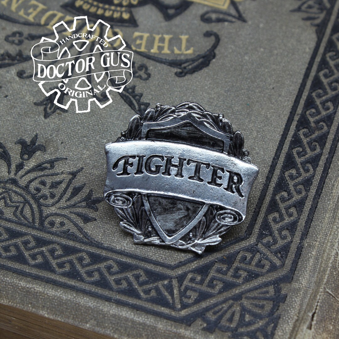 Fighter Class Badge - RPG Character Class Pin - Handcrafted Pewter ...