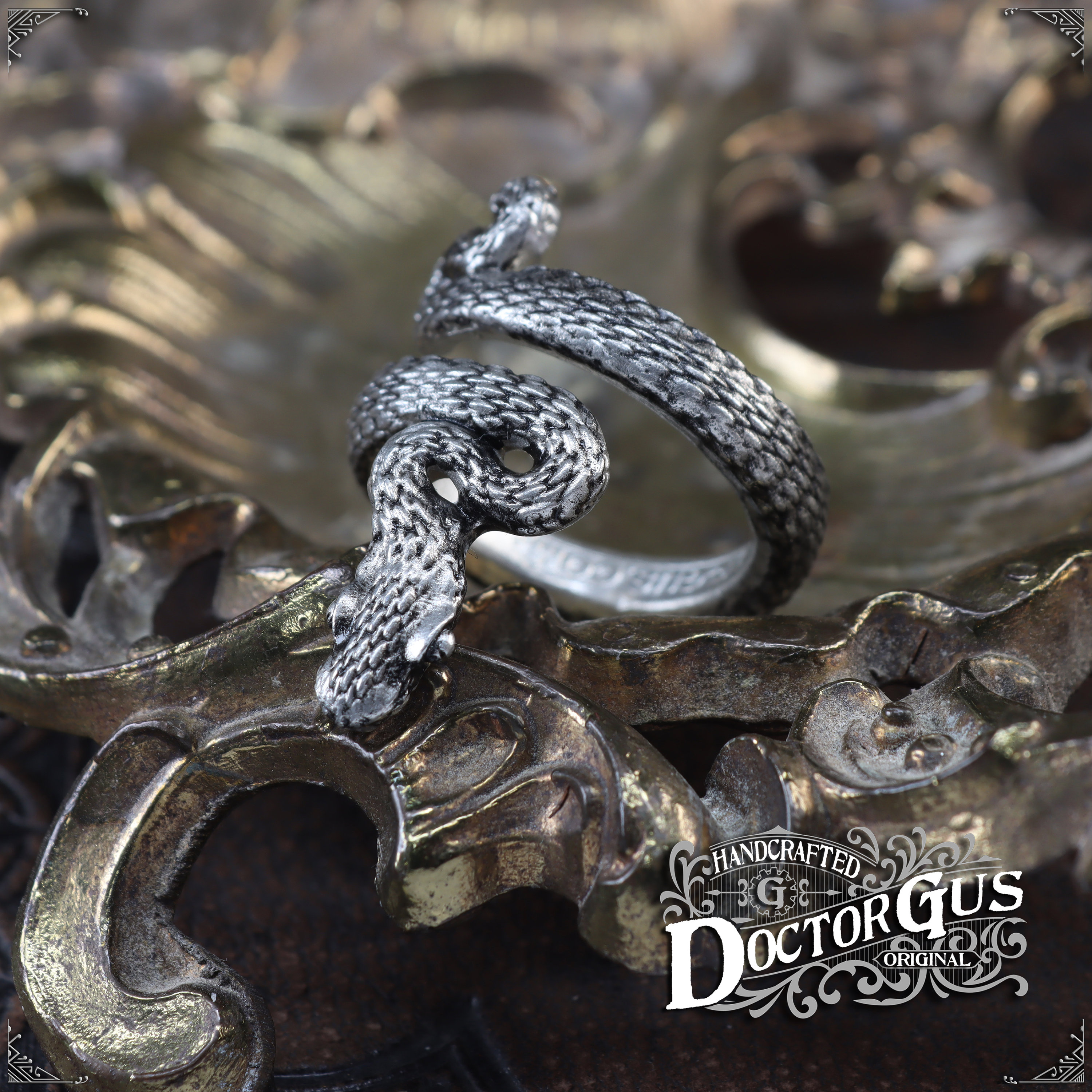 Coiled Serpent Ring - Adjustable Snake Ring - Handcrafted Pewter by ...
