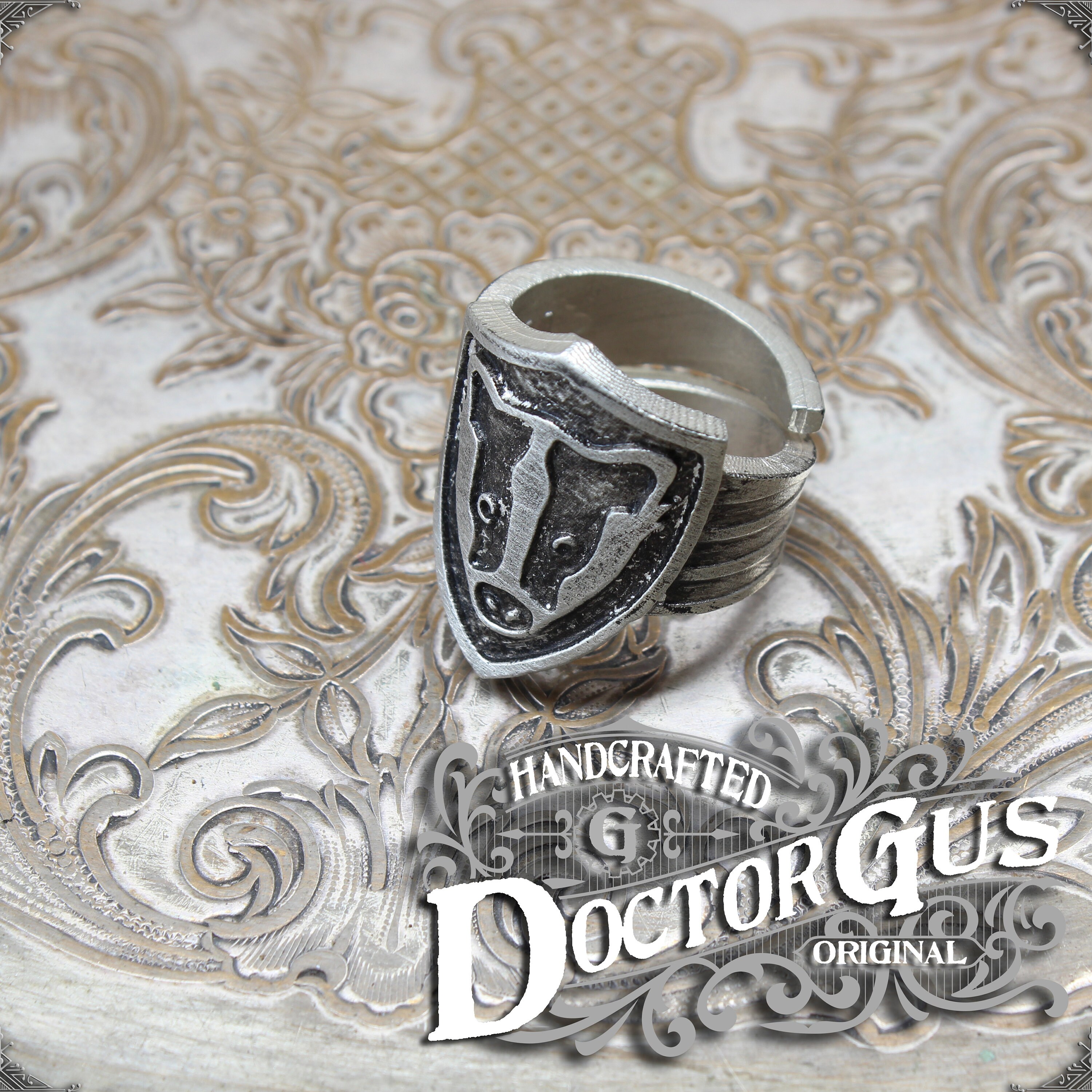 Badger Shield Ring - Adjustable - Handcrafted by Doctor Gus - Unisex ...
