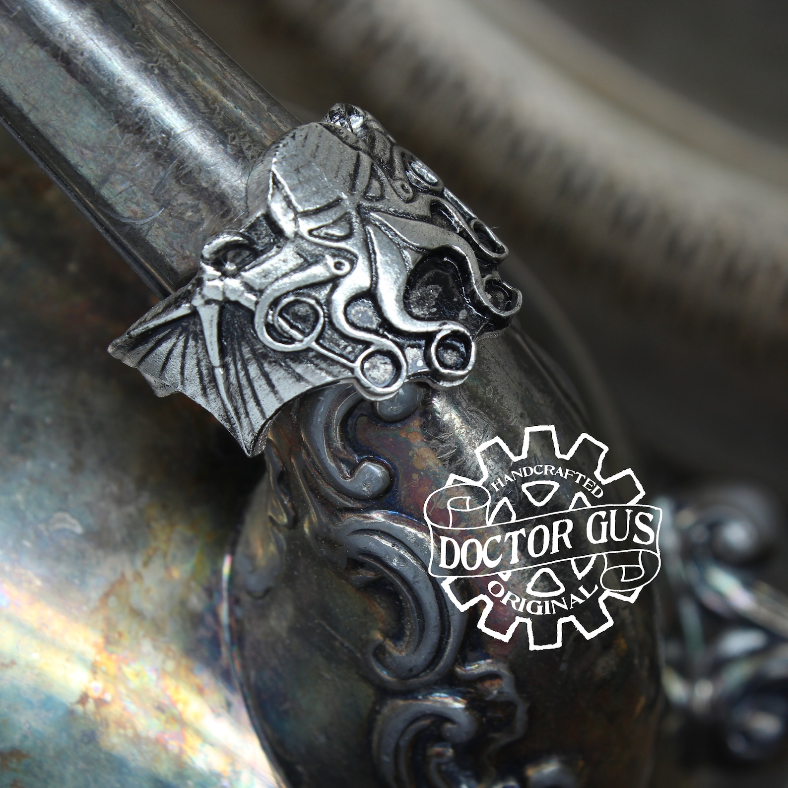 Cthulhu Ring Handcrafted Pewter Ring Adjustable Men's | Etsy