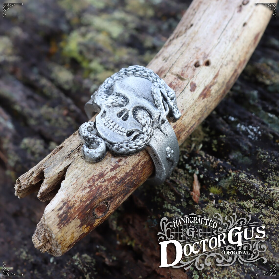Serpent Skull Ring - Adjustable Snake Ring - Handcrafted Pewter by ...