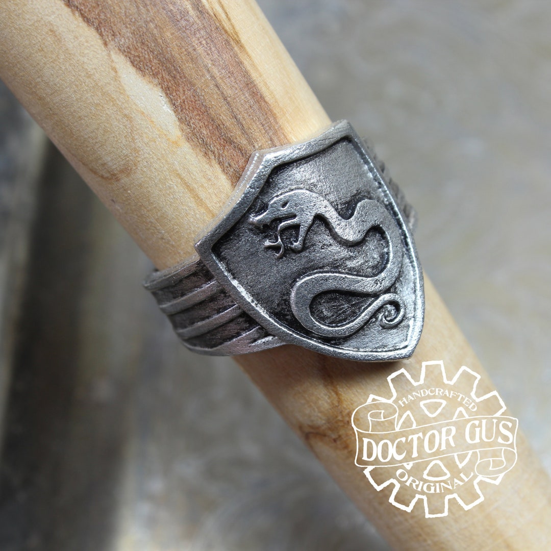 Serpent Shield Ring - Adjustable - Handcrafted by Doctor Gus - Unisex ...