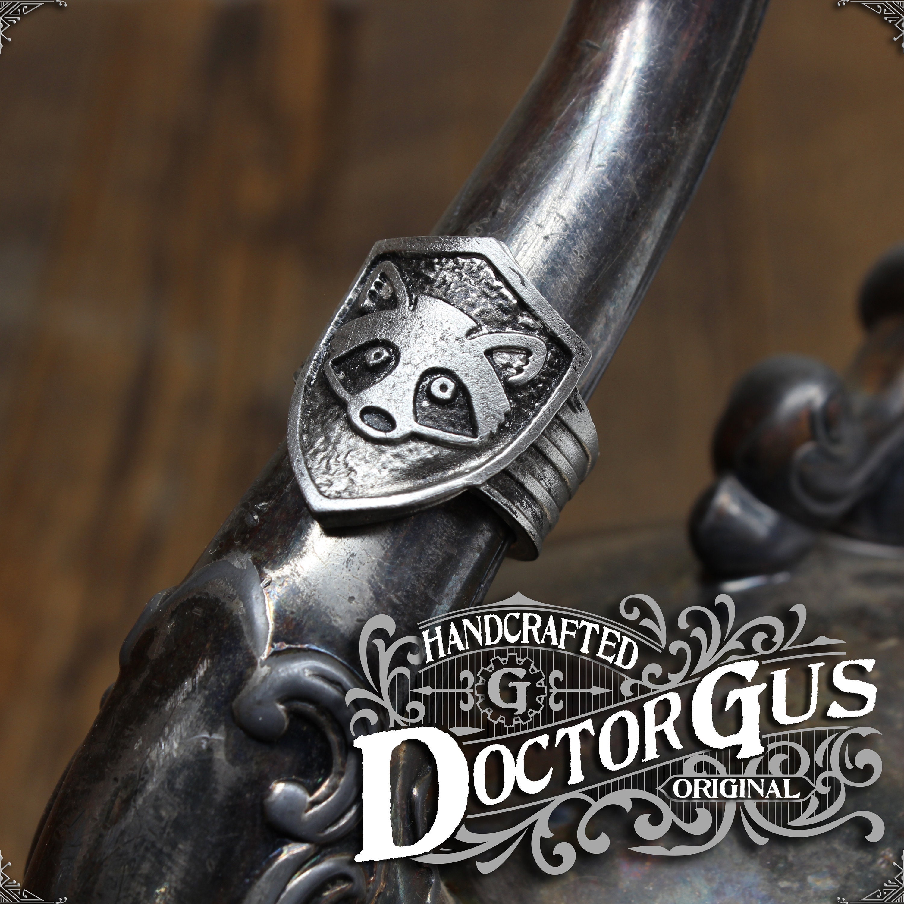 Raccoon Shield Ring - Adjustable - Handcrafted by Doctor Gus - Unisex ...