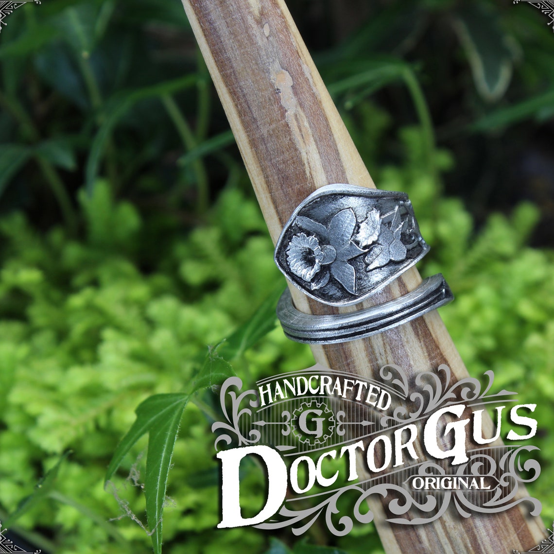 Daffodil Ring - Adjustable - Wrap Style - Handcrafted Pewter by Doctor ...