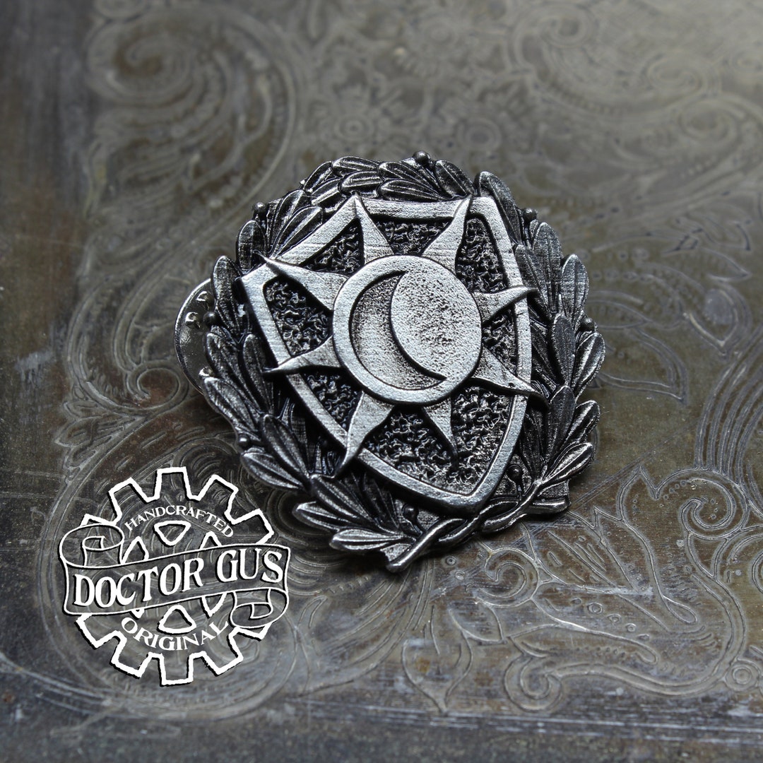 Sun and Moon Heraldic Badge - Heraldry Cosplay Pin - Handcrafted Pewter ...
