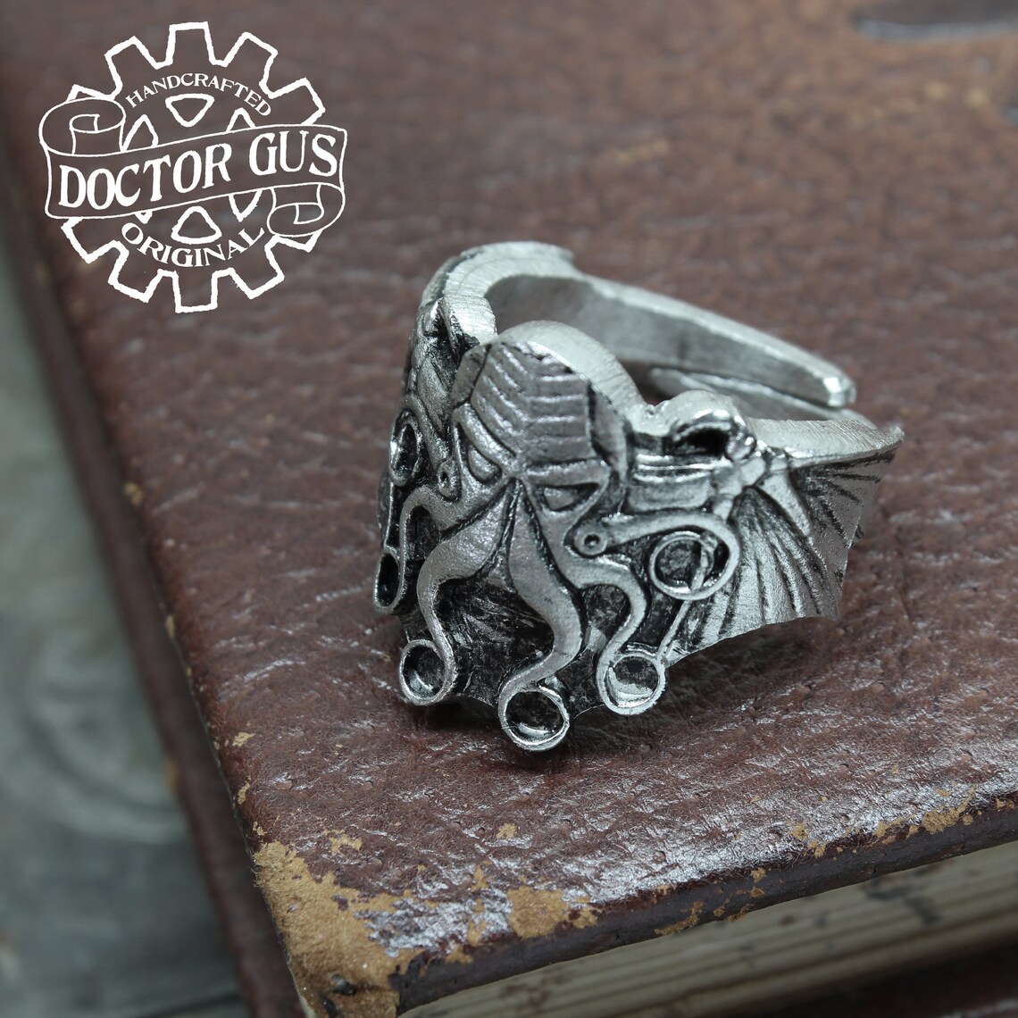 Cthulhu Ring Handcrafted Pewter Ring Adjustable Men's | Etsy