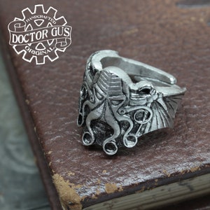 Cthulhu Ring - Handcrafted Pewter Ring - Adjustable Men's Ring - Doctor ...
